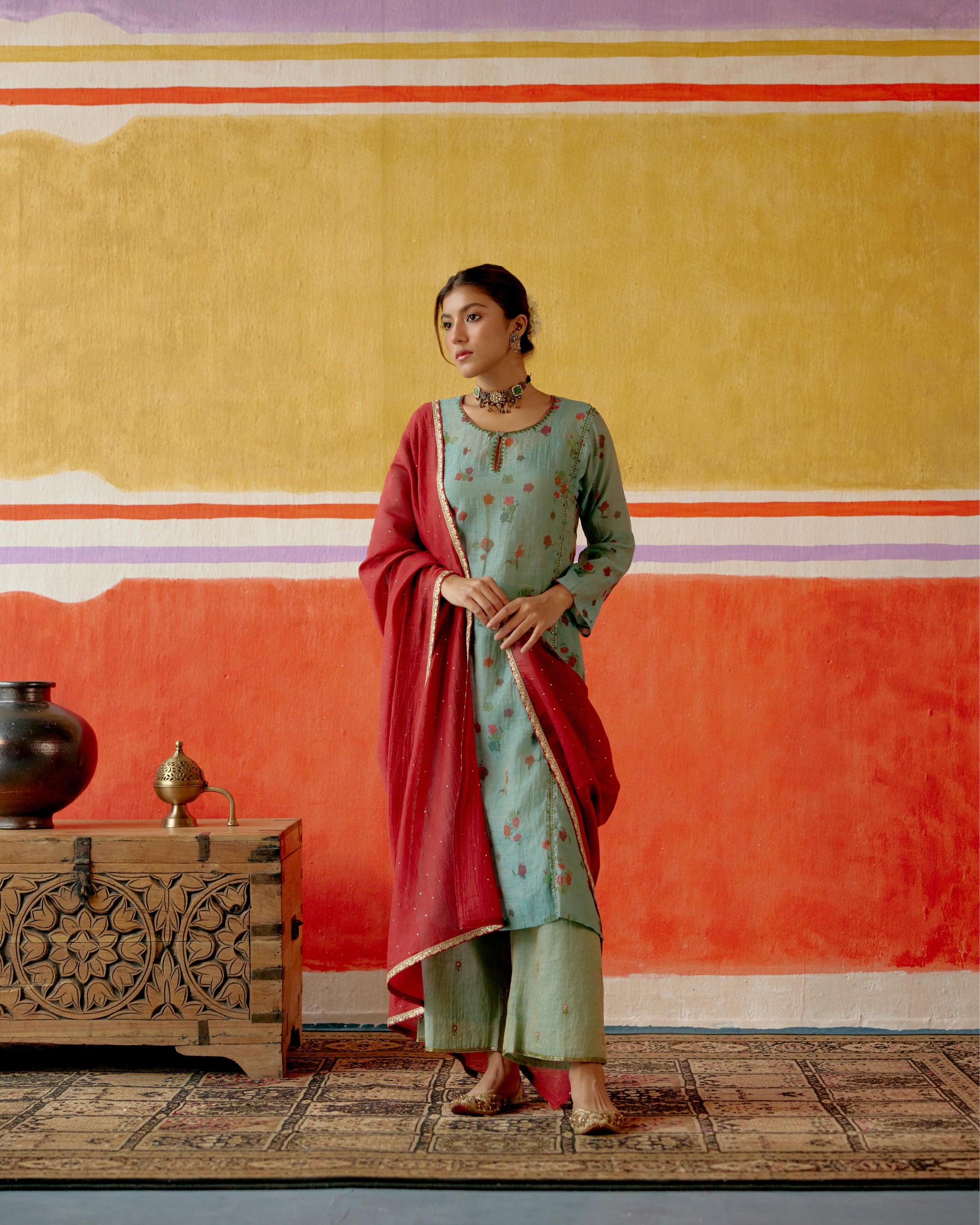 Buy Neelam Beaded Kurta Set Online at ShopKapaas