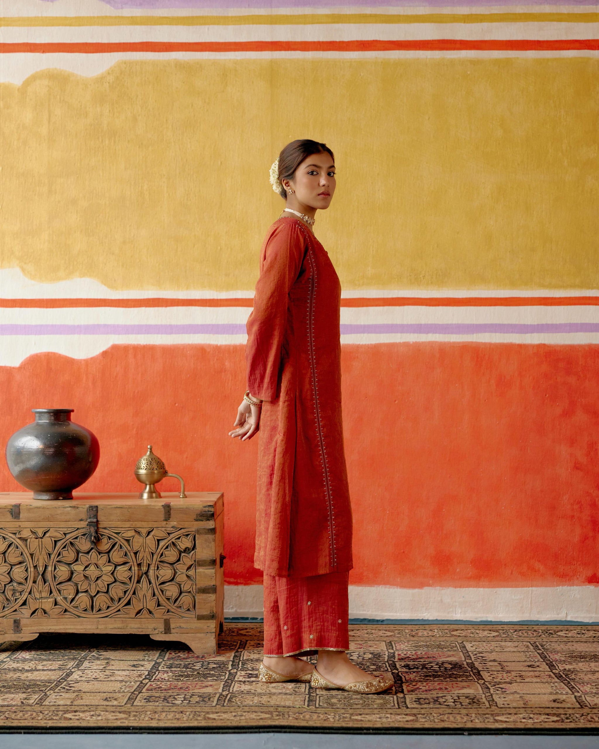 Buy Sindor Beaded Kurta Set Online at ShopKapaas